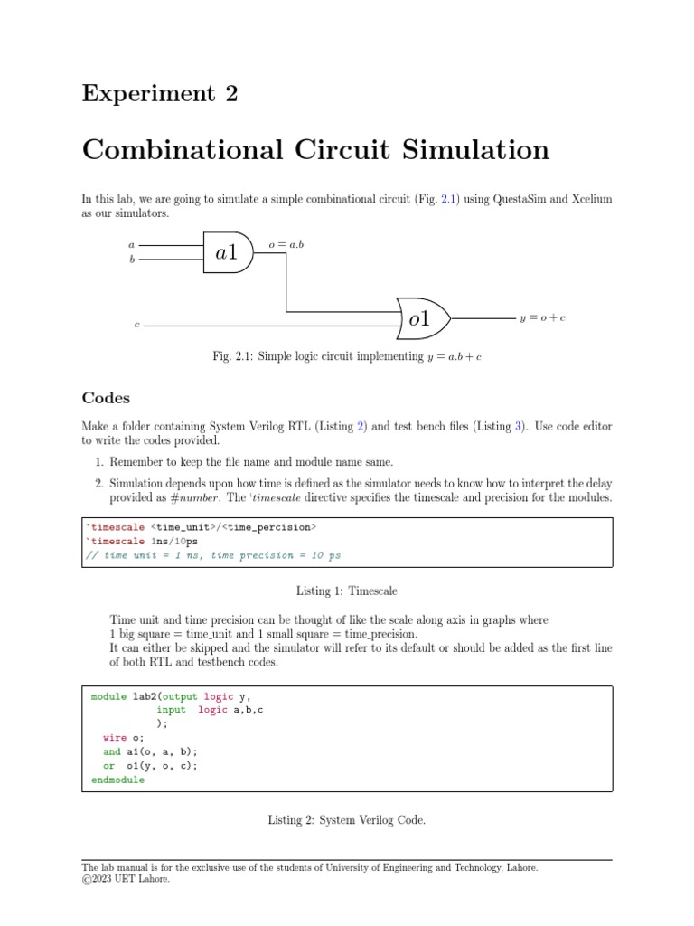 (2 Combinational Circuit Simulation | Download Free PDF | Software | Software Engineering