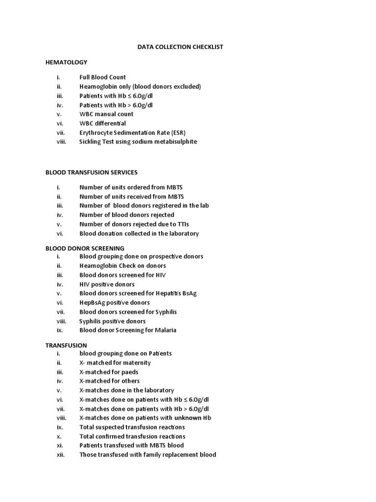 Data Collection Checklist | PDF Data Collection Checklist | PDF