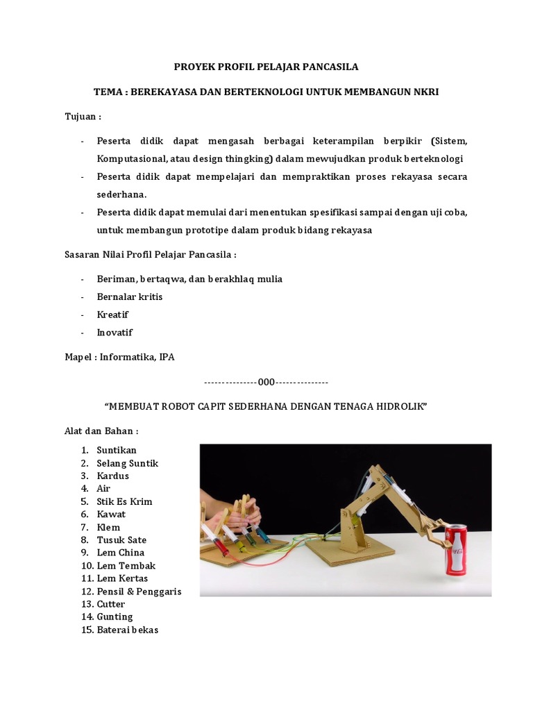 Membuat Robot Capit Hidrolik Sederhana | PDF | Griya & Taman | Gaya Hidup