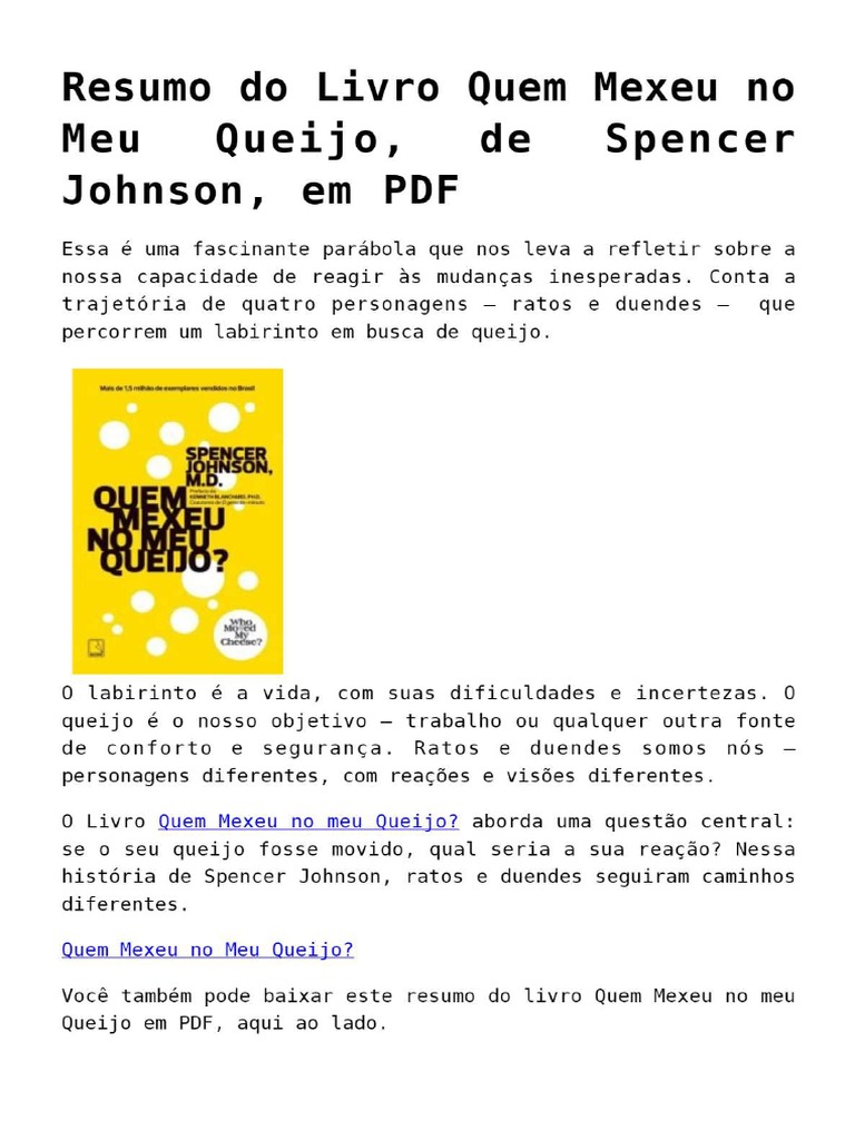 Resumo - Quem Mexeu No Meu Queijo | PDF