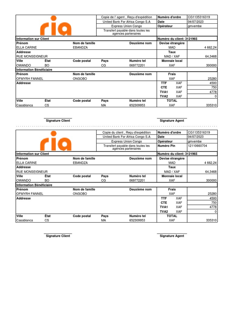 Recu Ria Maroc | PDF