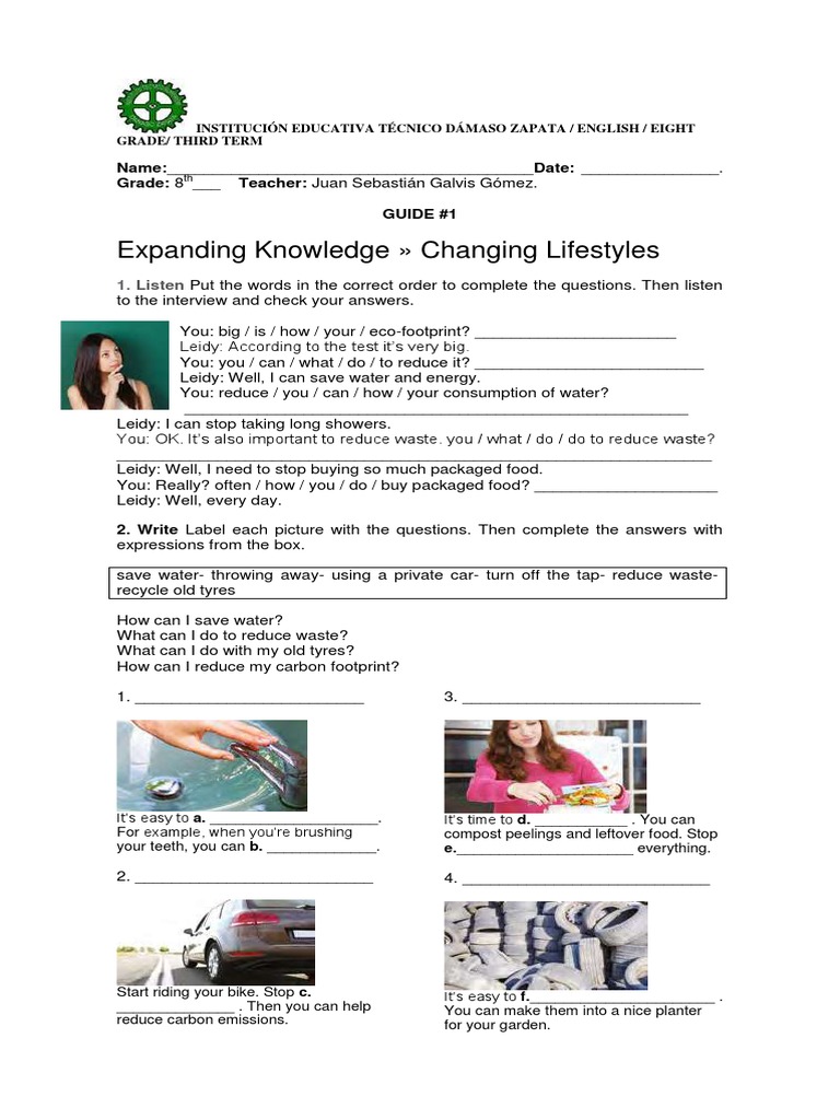 Guide 1 3rd Term English 8th 2023 | PDF | Waste | Recycling