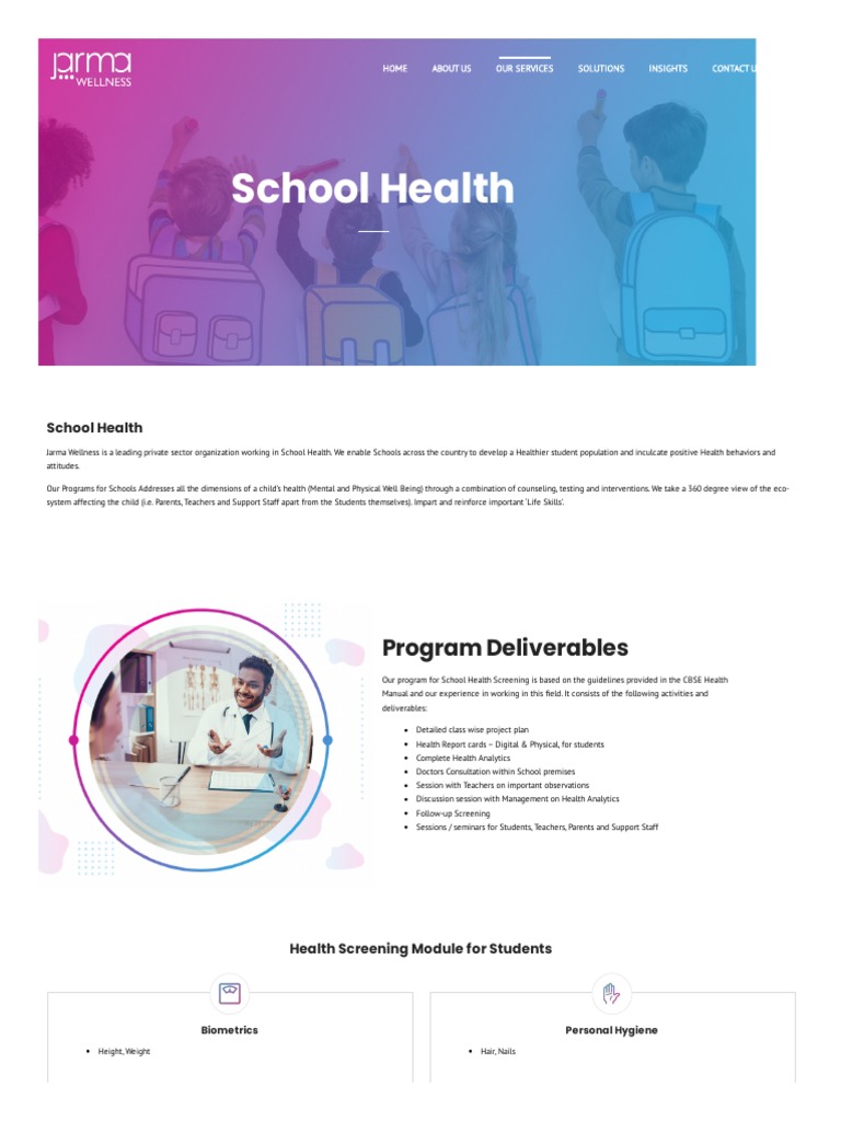 School Health & Preventive Care Programs in India Jarma Wellness | PDF ...
