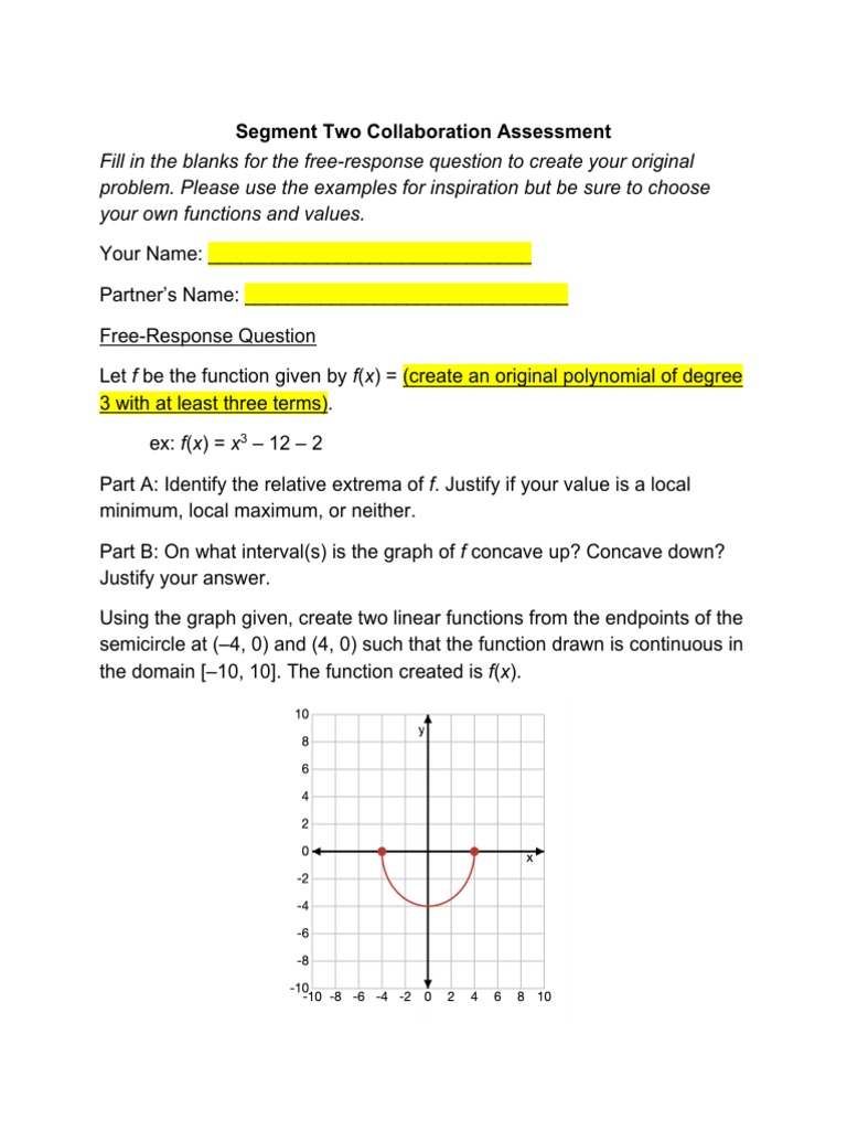 Segment 2 Collaberation Assignment AP Calculus BC | PDF | Maxima And Minima | Function (Mathematics)