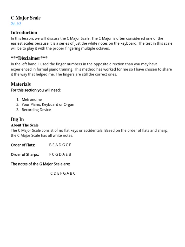 C Major Scale | PDF