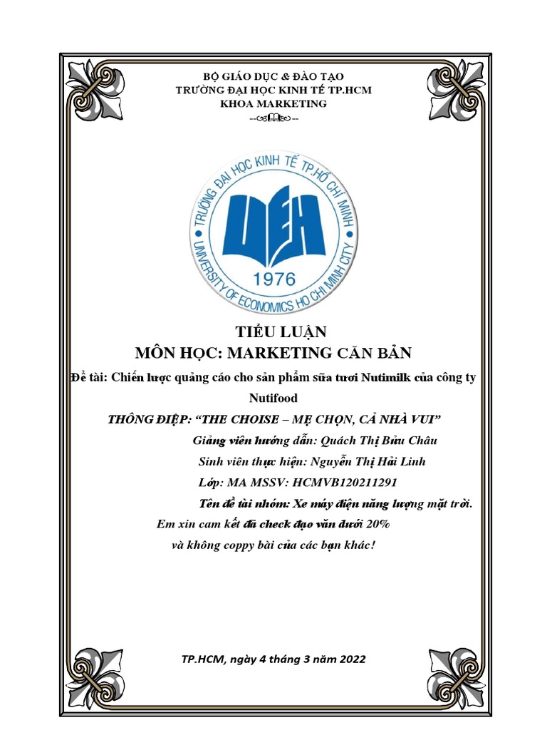 Nguyễn Thị Hải Linh. Tiểu Luận MKT CB | PDF