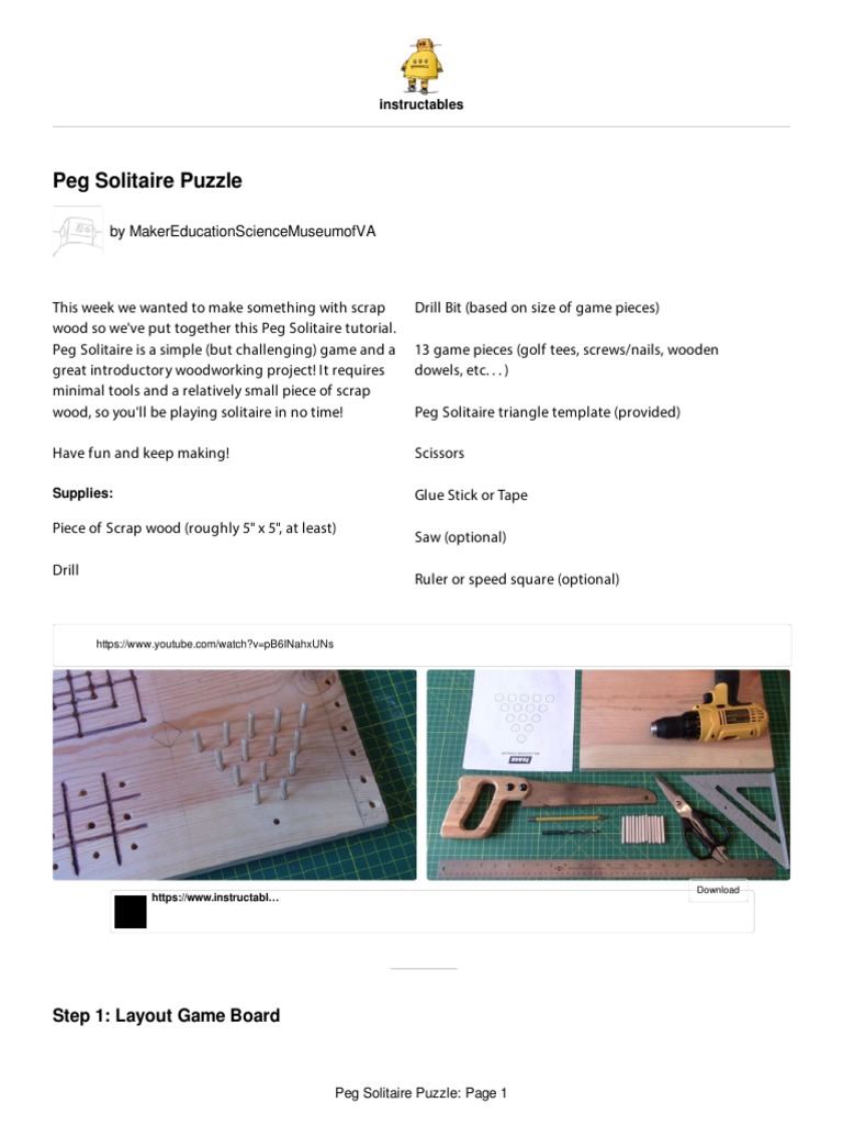 Peg Solitaire Puzzle | PDF | Drilling | Drill