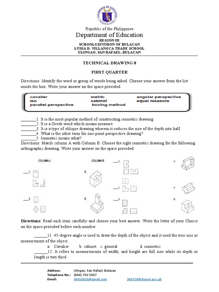 1st Q PT TECHNICAL DRAWING 8 | PDF | Geometry