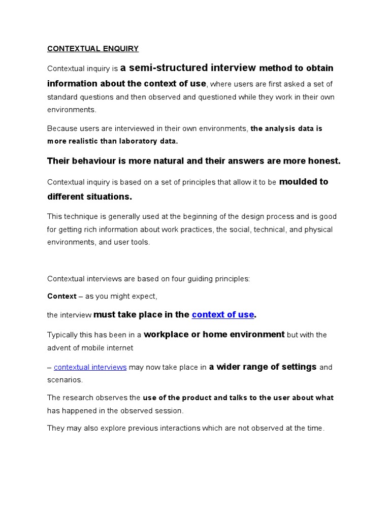 Contextual Enquiry | PDF | Information | Data