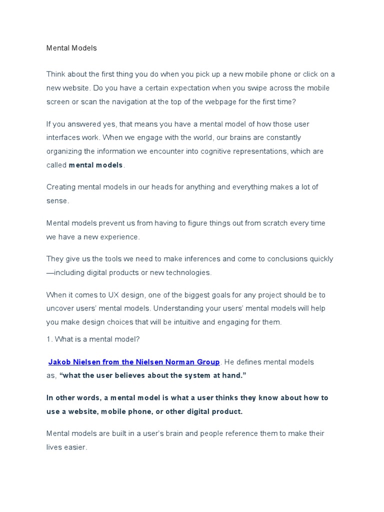 Mental Models | PDF | User Experience | User Interface