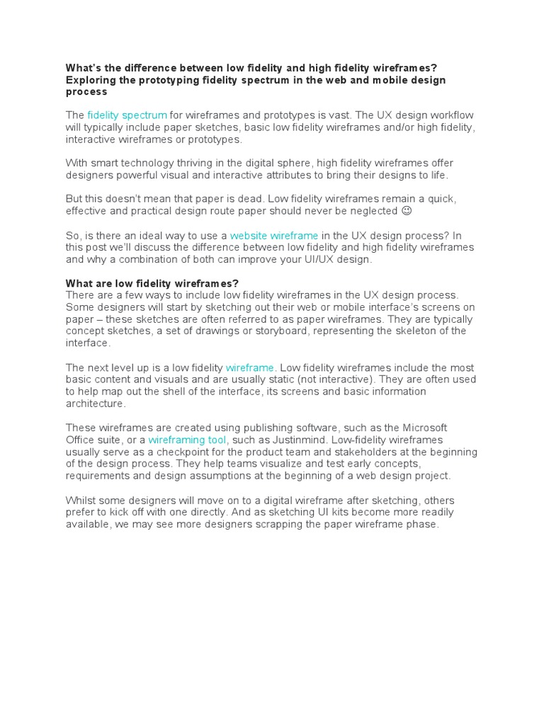 Low vs High Fidelity Wireframes Explained | PDF | User Interface ...