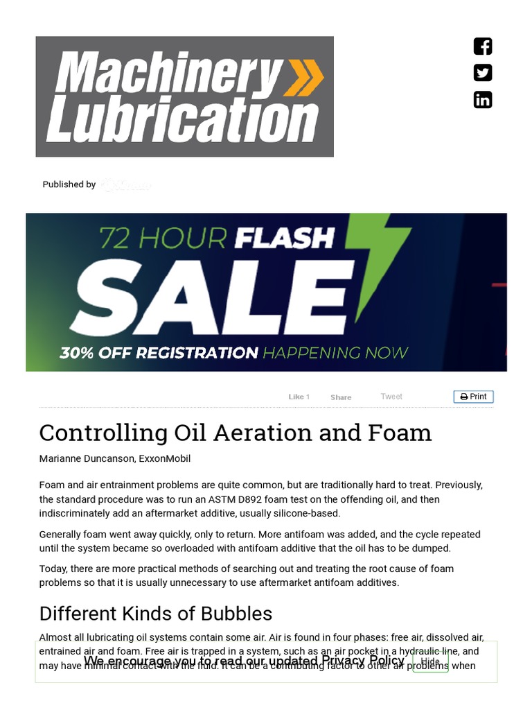 Controlling Oil Aeration and Foam - Commercial Paper Good | PDF