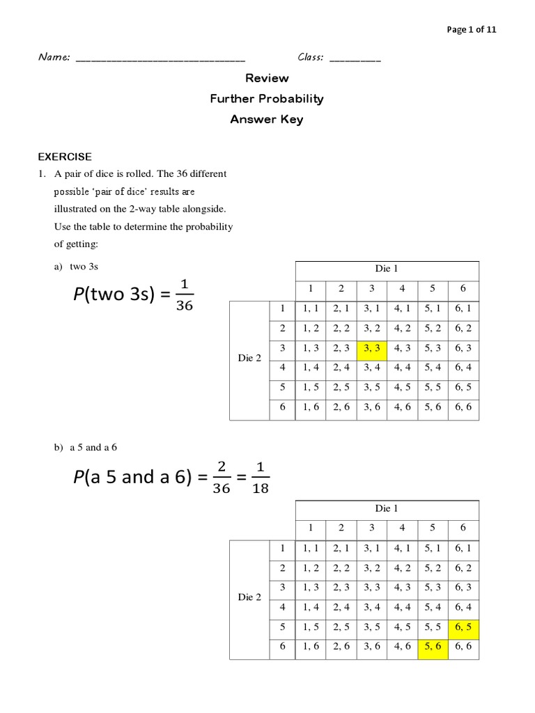 9 - Narada - Review Further Probability ANSWER KEY | PDF | Mathematics ...