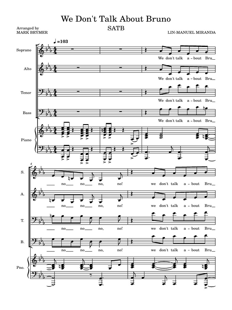 We Don't Talk About Bruno - SATB Arrangement | PDF | Choral Music ...