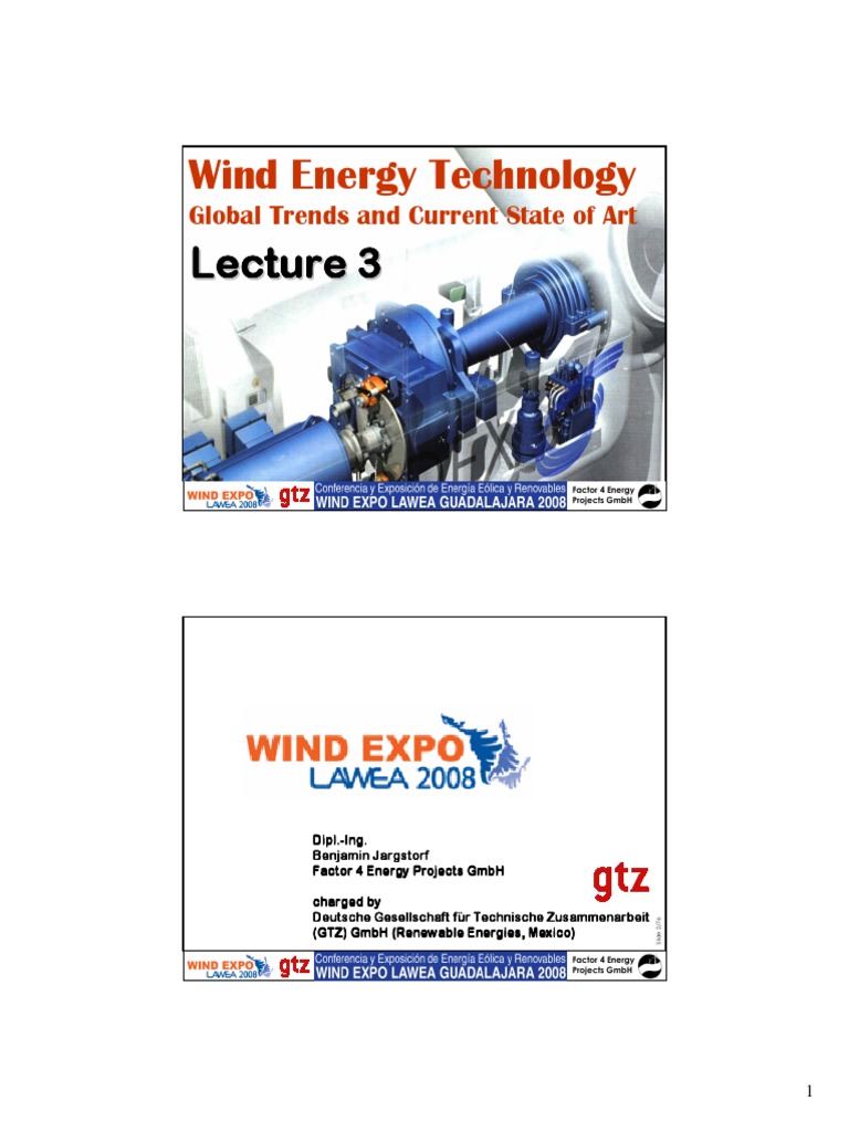 B Jargstorf - Lecture 3 - Wind Technology | PDF | Wind Turbine | Wind Power
