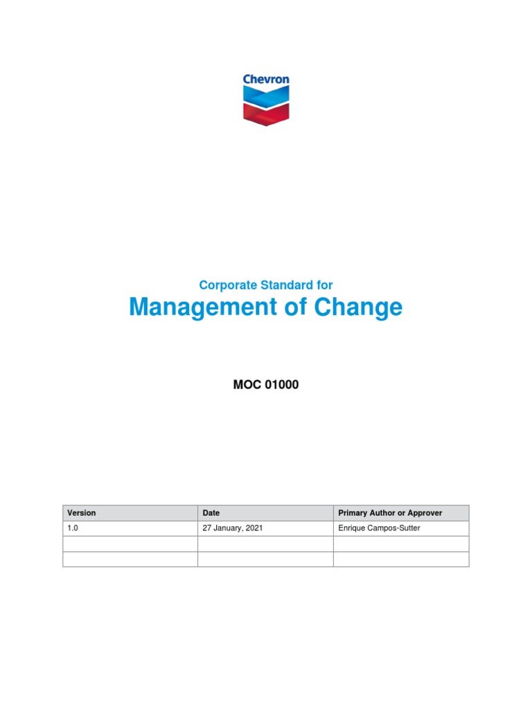 Corporate Change Management Standards | PDF | Regulatory Compliance | Risk