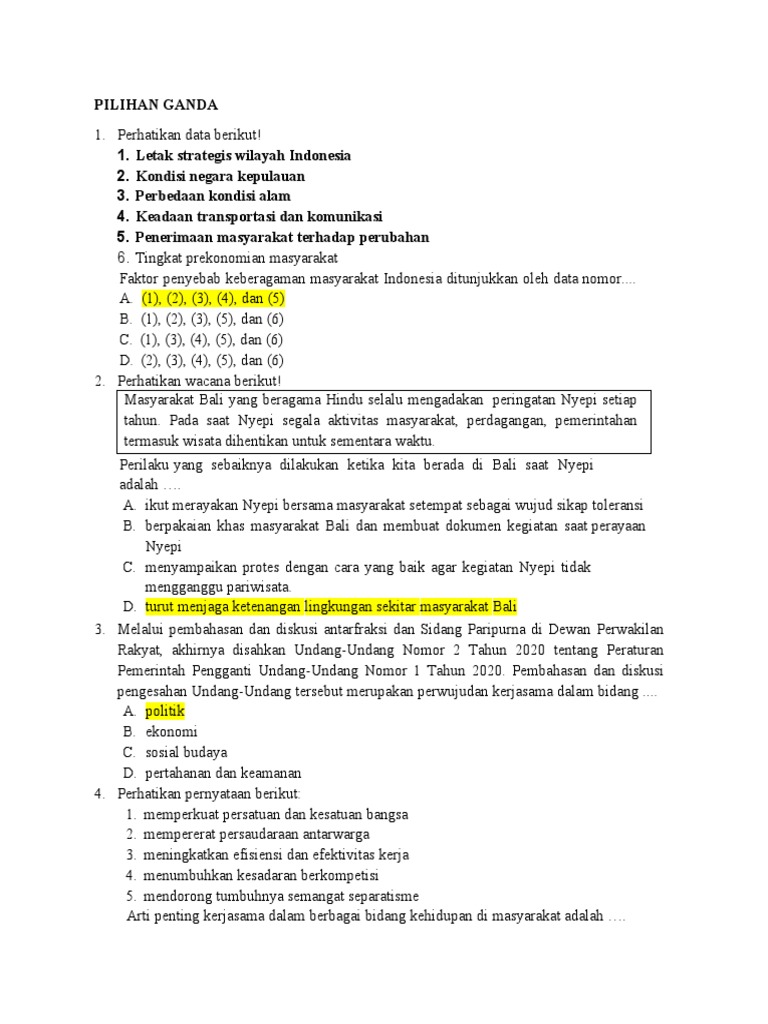 Soal PTS PPKN Kelas 7 | PDF | Ilmu Sosial