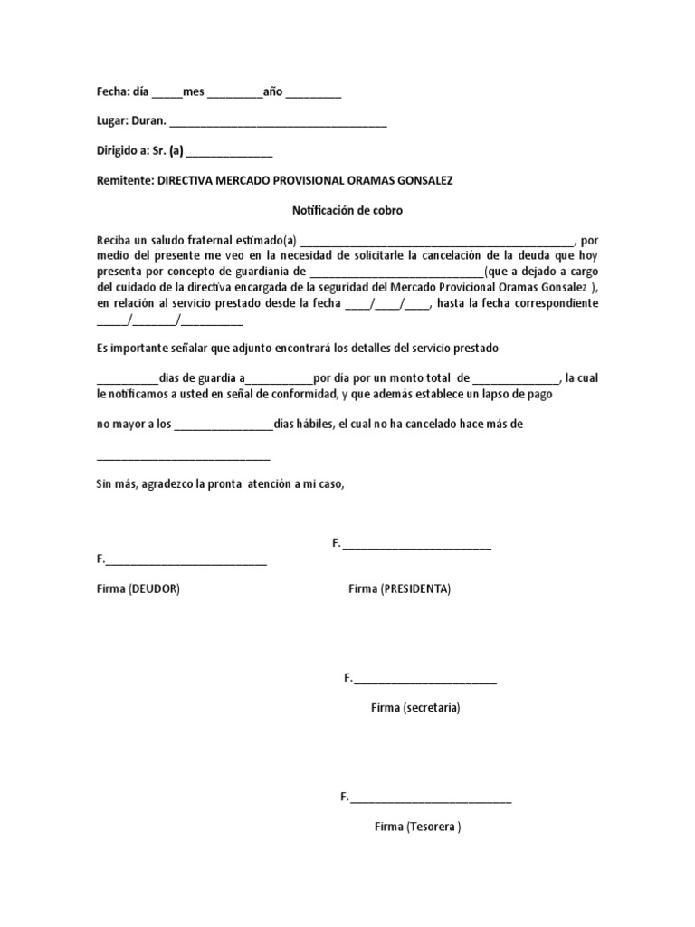 Modelo de Carta de Requerimiento de Pago de Una Persona Natural A Otra ...