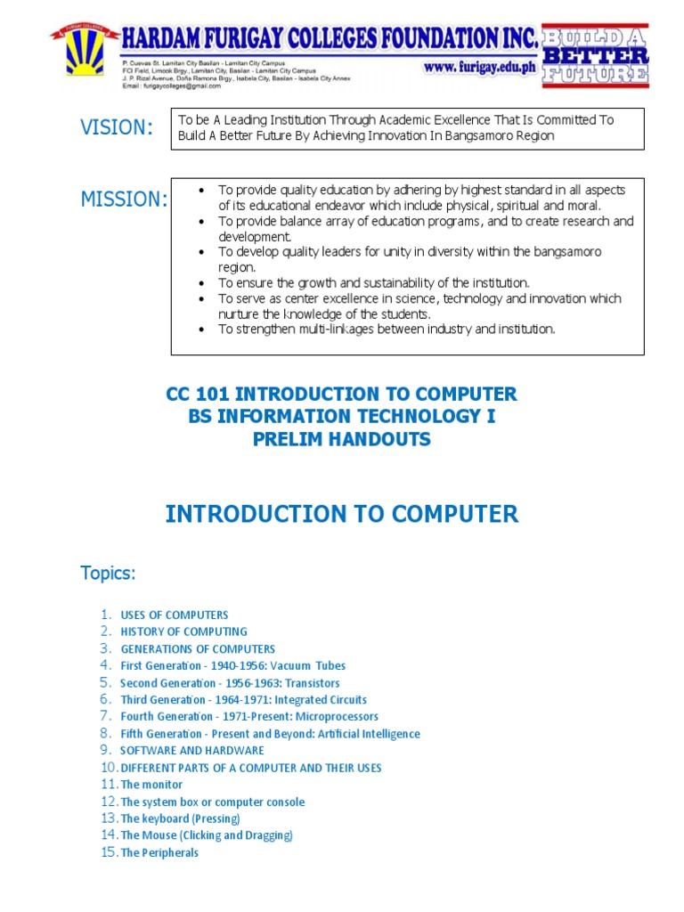 CC101 Basic Computer | PDF | Computer Data Storage | Random Access Memory