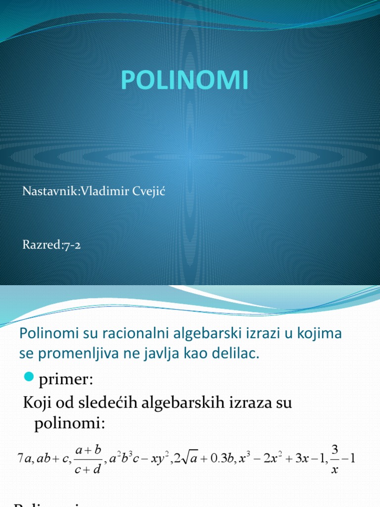Polinomi 7.raz | PDF