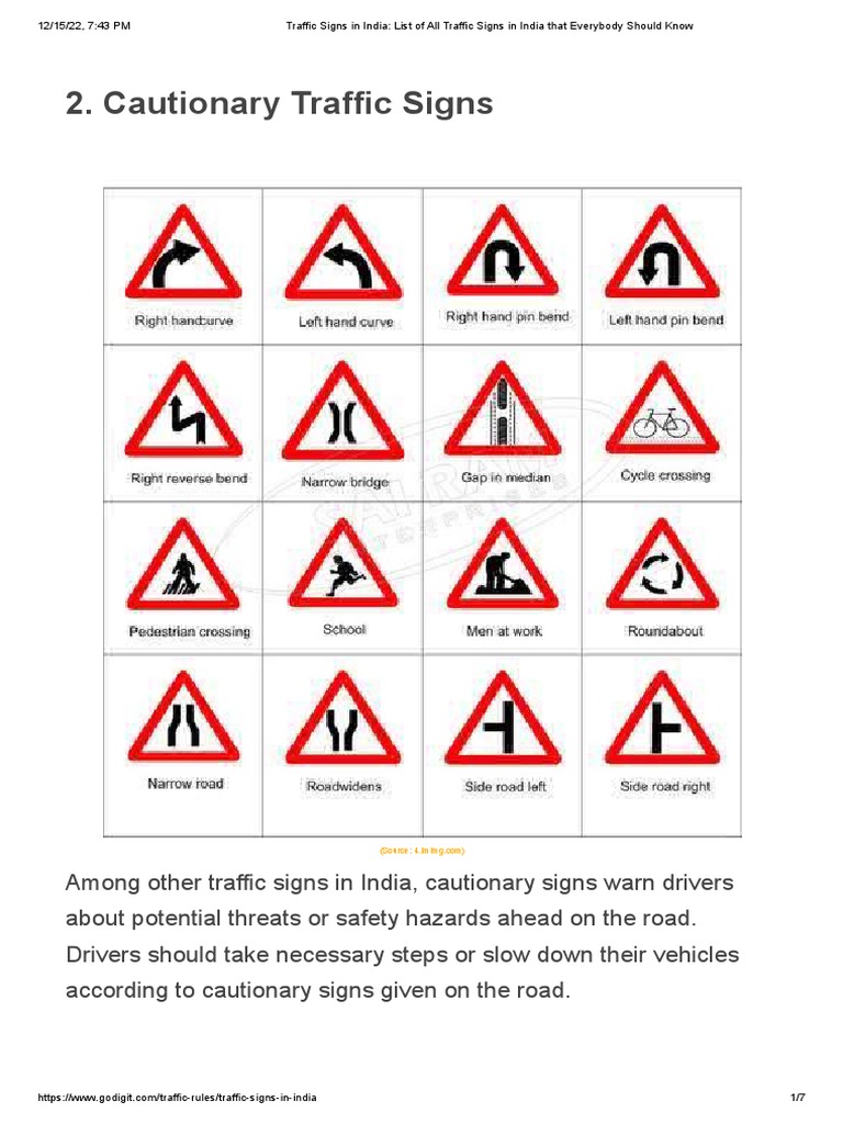 Cautionary Traffic Signs | PDF | Parking | Traffic