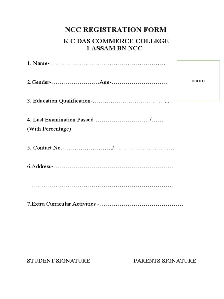 NCC Registration Form | PDF