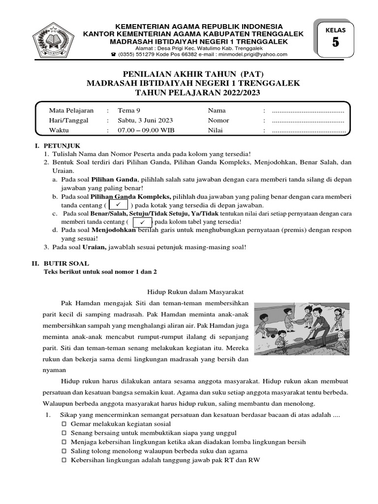 Soal Pat Tema 9 | PDF