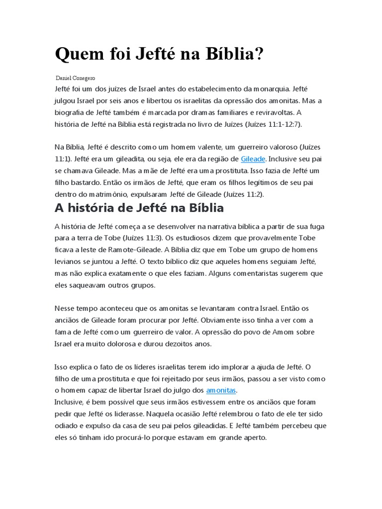 Quem Foi Jefté Na Bíblia | PDF | Livro dos Juízes | Bíblia