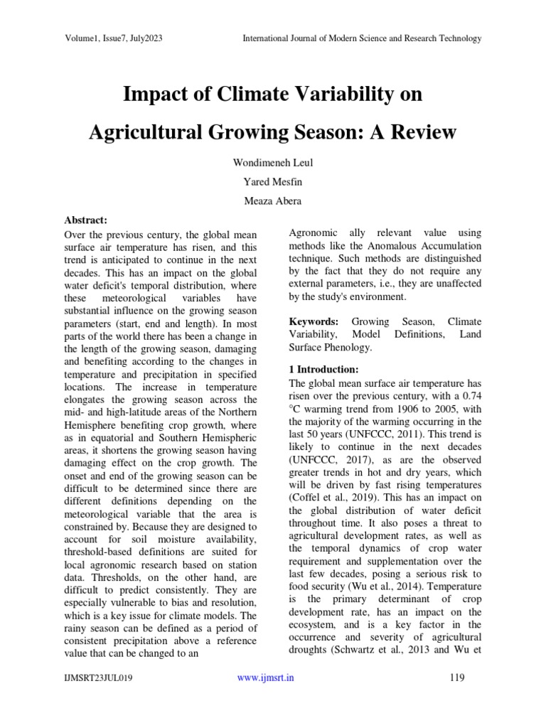 Climate Variability and Growing Seasons | PDF | Climate | Precipitation