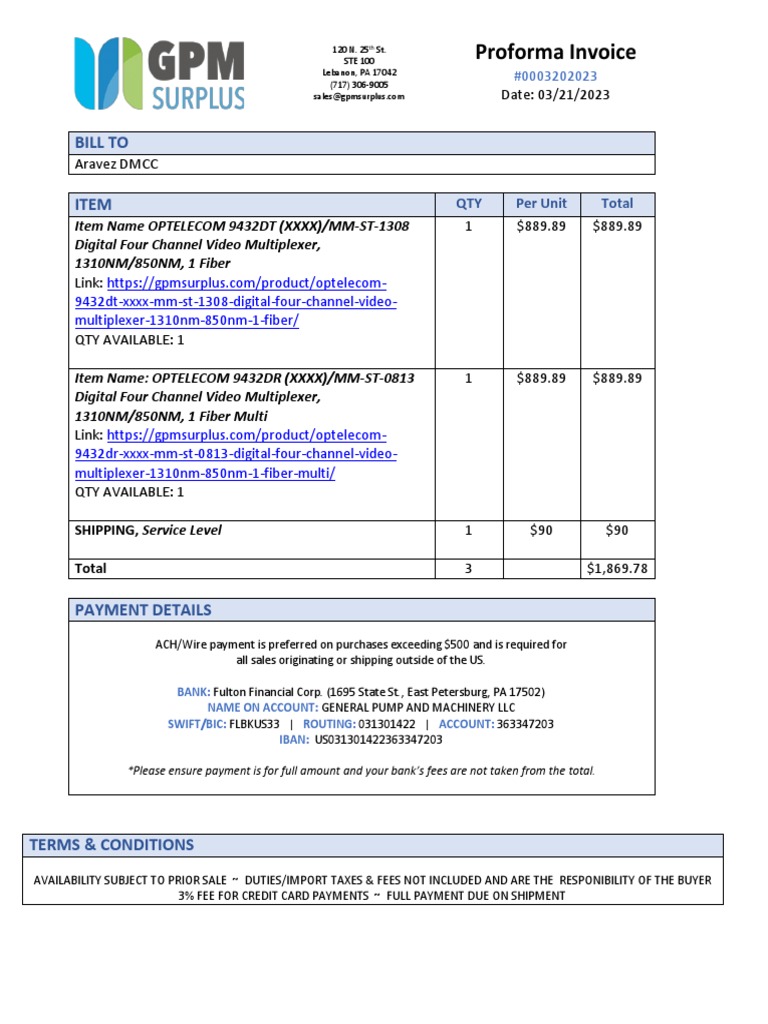 032023A - Invoice - GPM Surplus | PDF