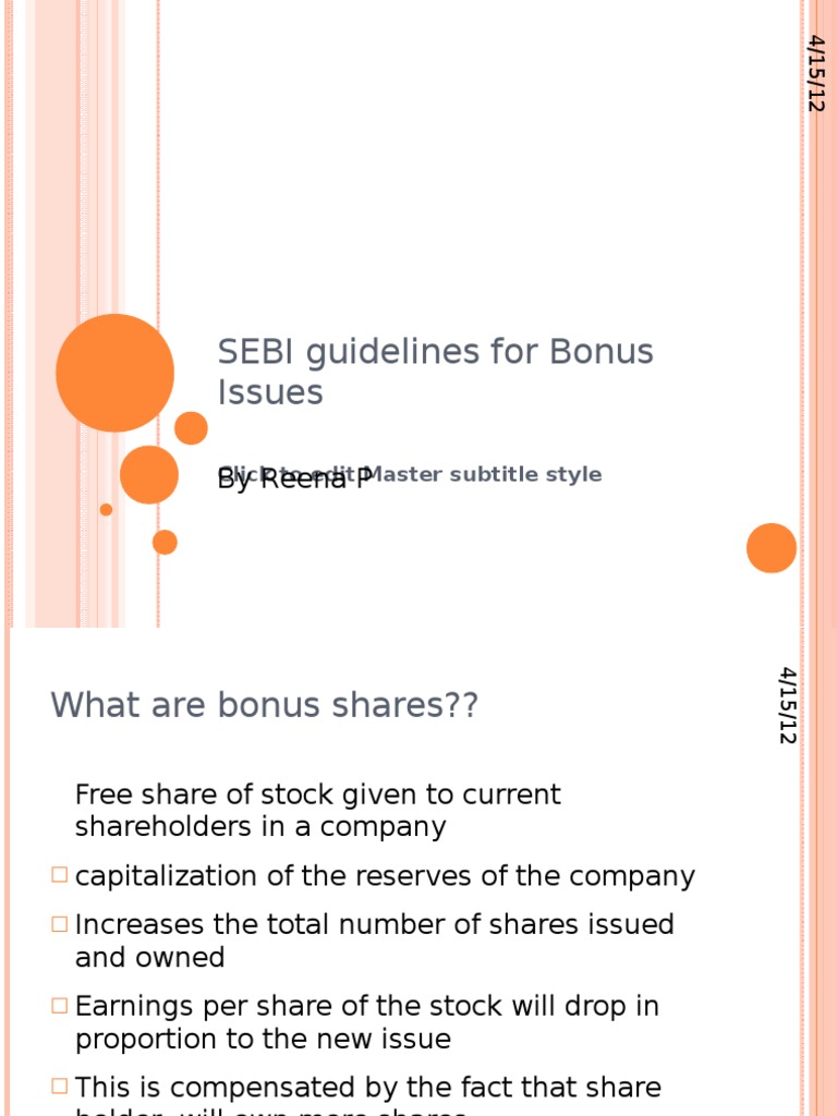 SEBI Guidelines For Bonus Issues | PDF | Initial Public Offering | Stocks