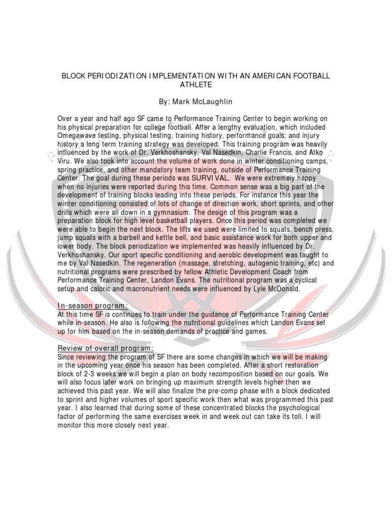 Block Periodization Football | PDF | Aerobic Exercise | Strength Training