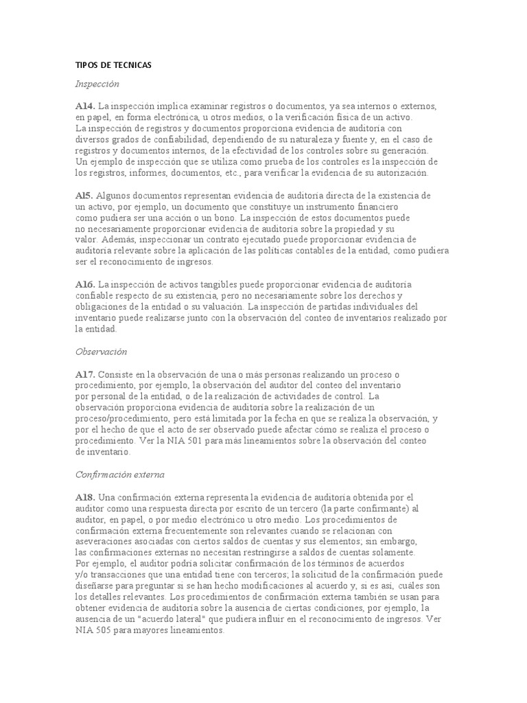 TIPOS DE TECNICAS para detectar evidencia | PDF