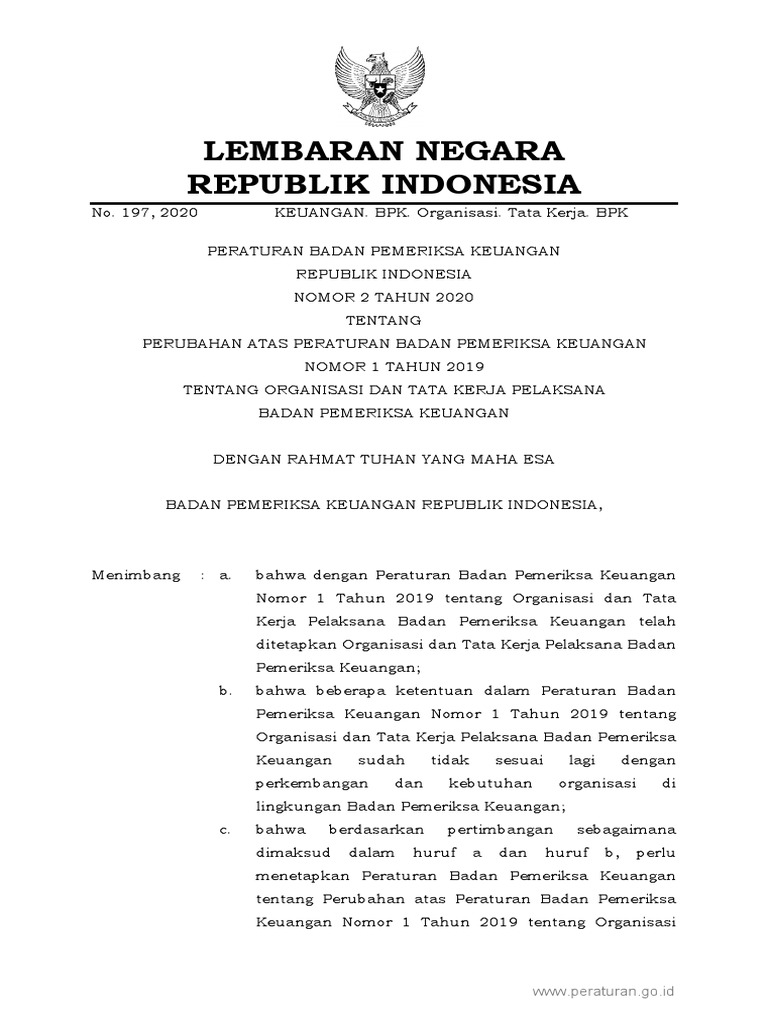 Organisasi Dan Tata Kerja Pelaksana BPK | PDF