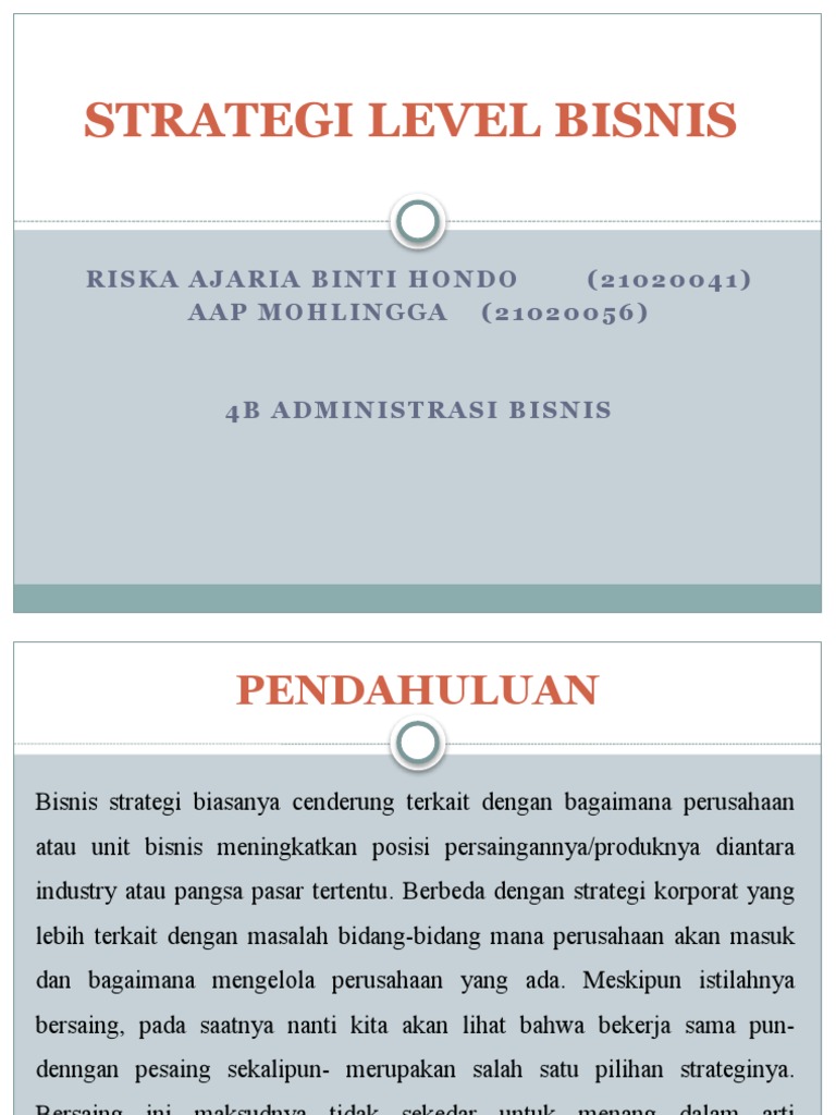 Bab 9 PPT Strategi Level Bisnis | PDF