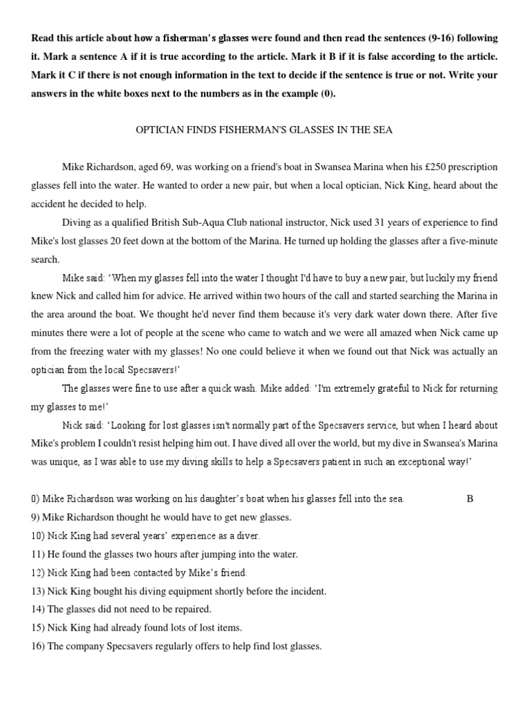 Reading and Listening Comprehension - Második Feladatsor | PDF ...