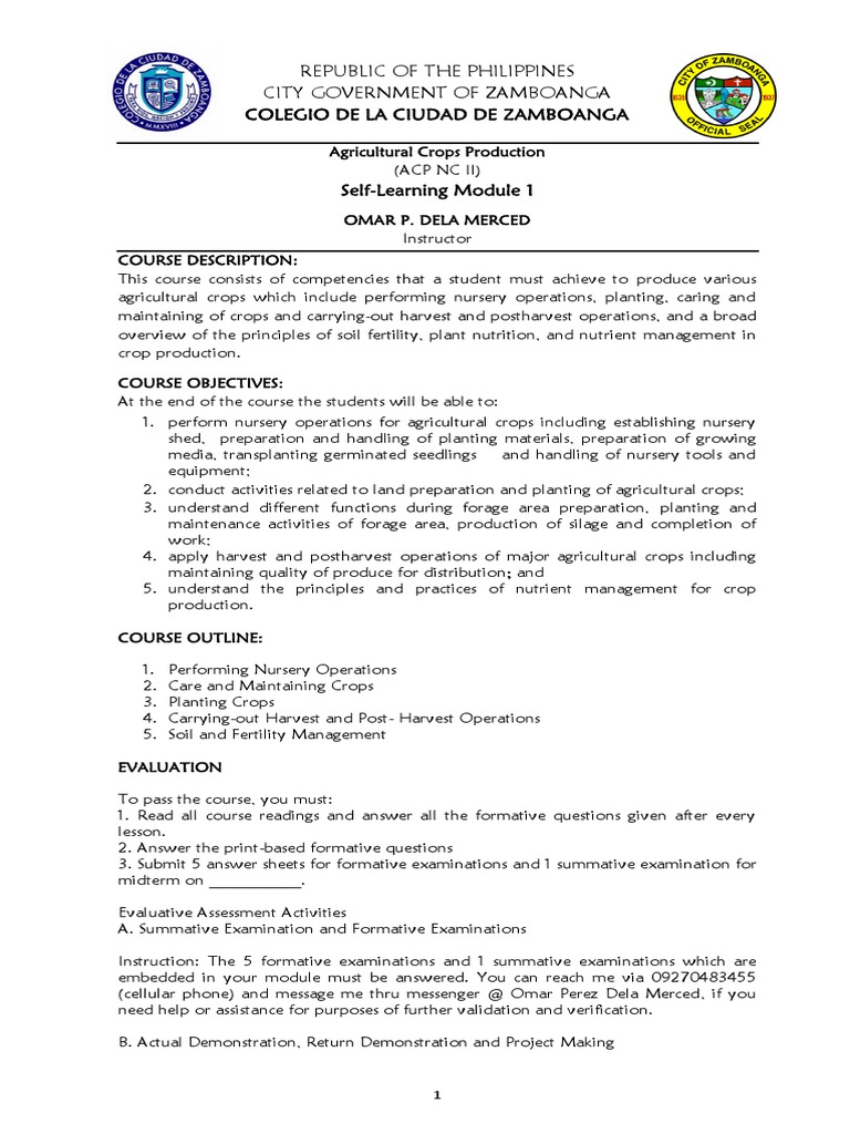 ACP 1-5 Module | PDF | Grafting | Tillage