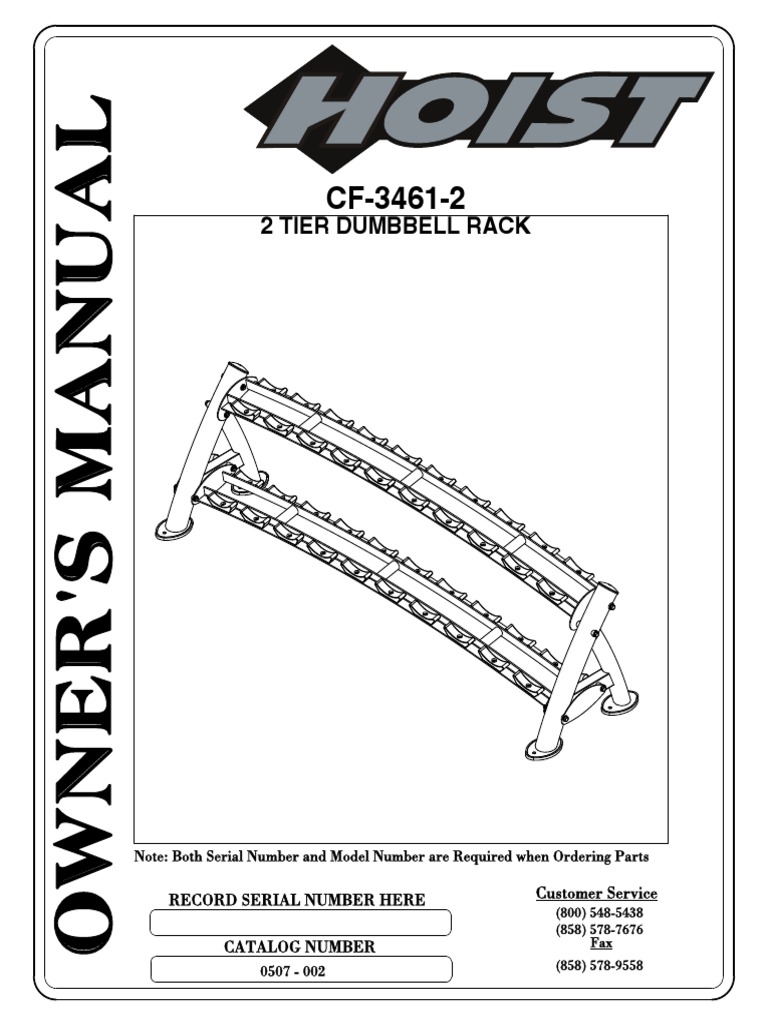 2 Tier Dumbbell Rack: Record Serial Number Here Catalog Number Customer ...