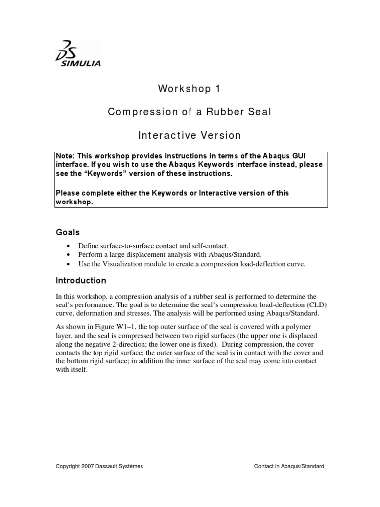 Abaqus Compression of A Rubber Seal Workshop | PDF | Deformation (Mechanics) | Dialog Box
