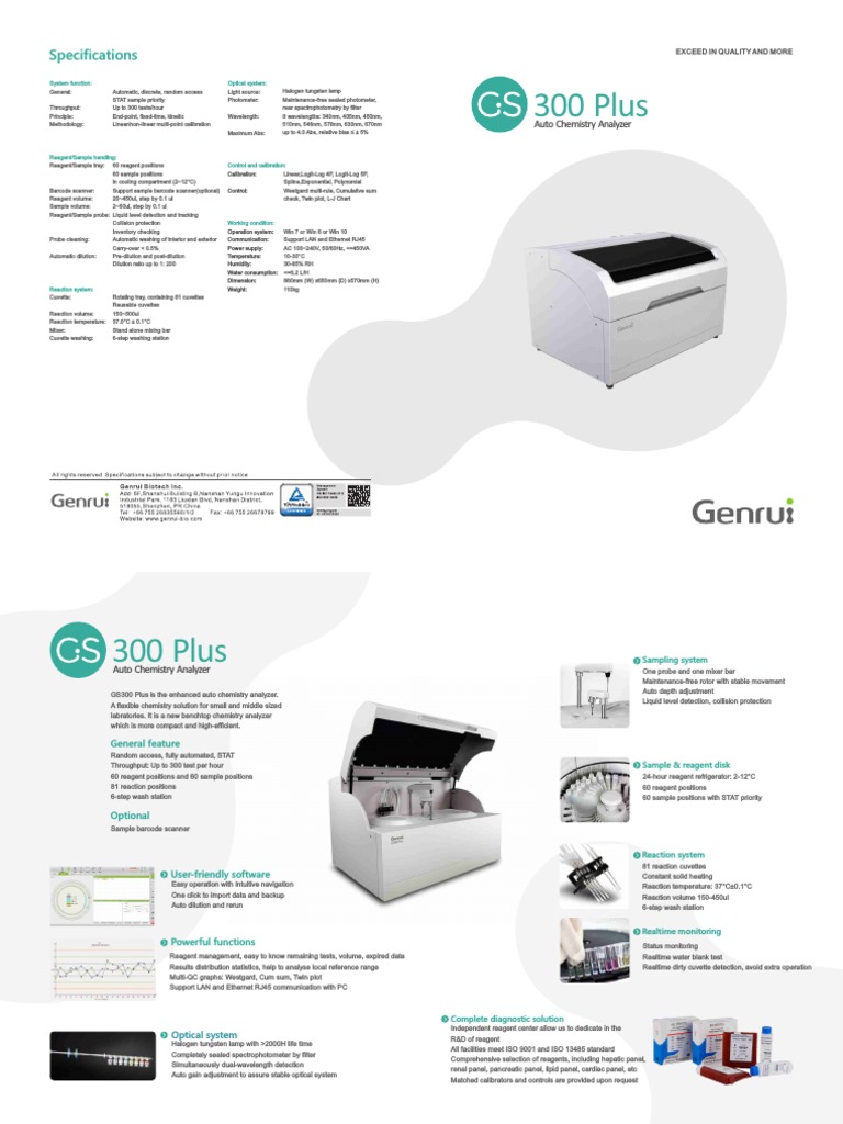 Auto Chemistry Analyzer 300 Plus Overview | PDF | Spectrophotometry ...
