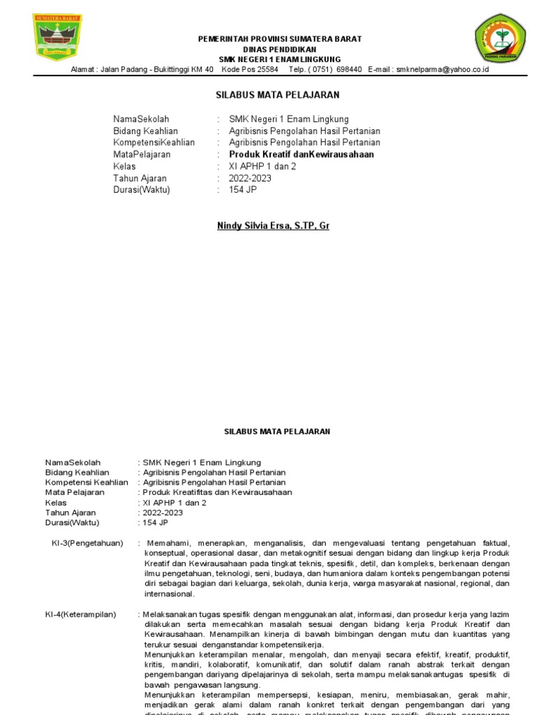 Silabus PKK Xi | PDF