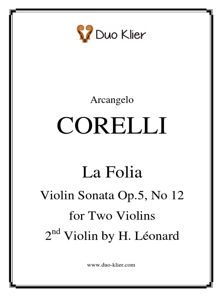 Corelli - La Folia For 2 Violins | PDF