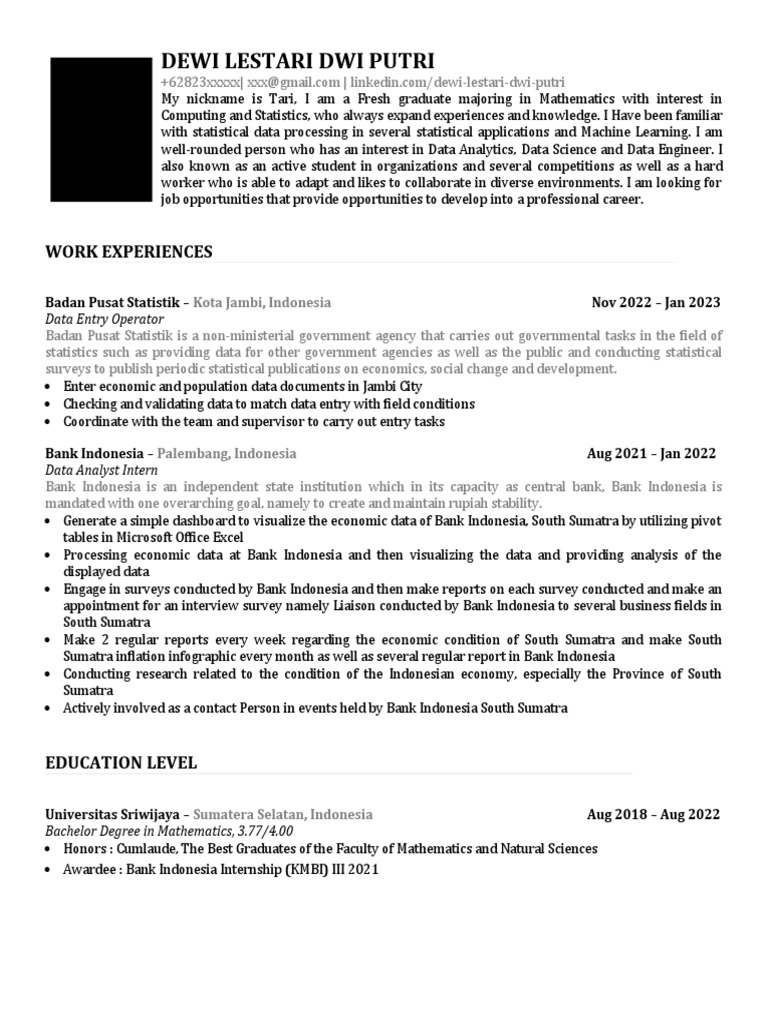 Contoh CV | PDF | Data | Statistics