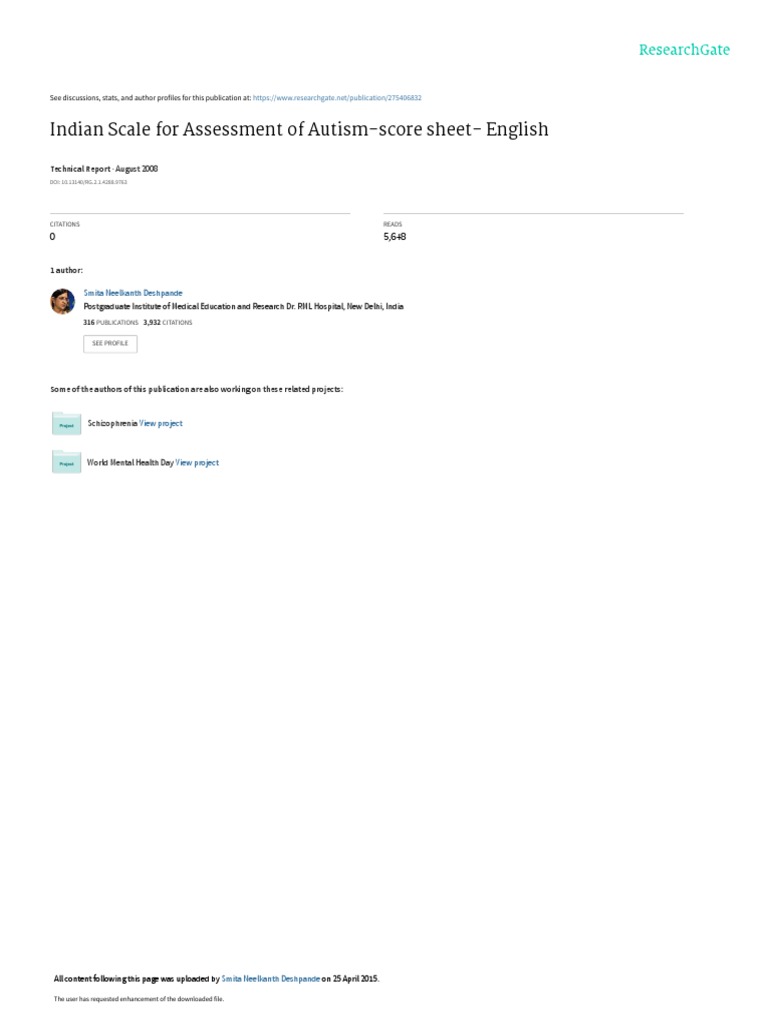 Is A A Score Sheet English | PDF | Autism Spectrum | Emotions