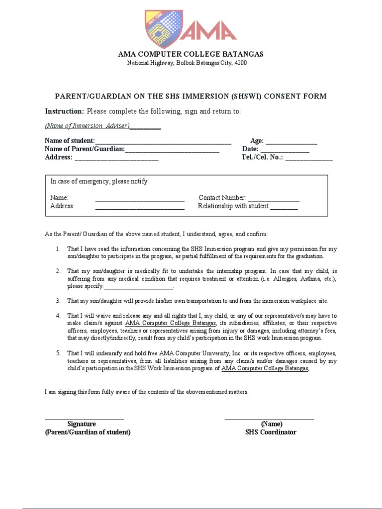 PARENTGUARDIAN ON THE IMMERSION CONSENT FORMv - 2 | PDF