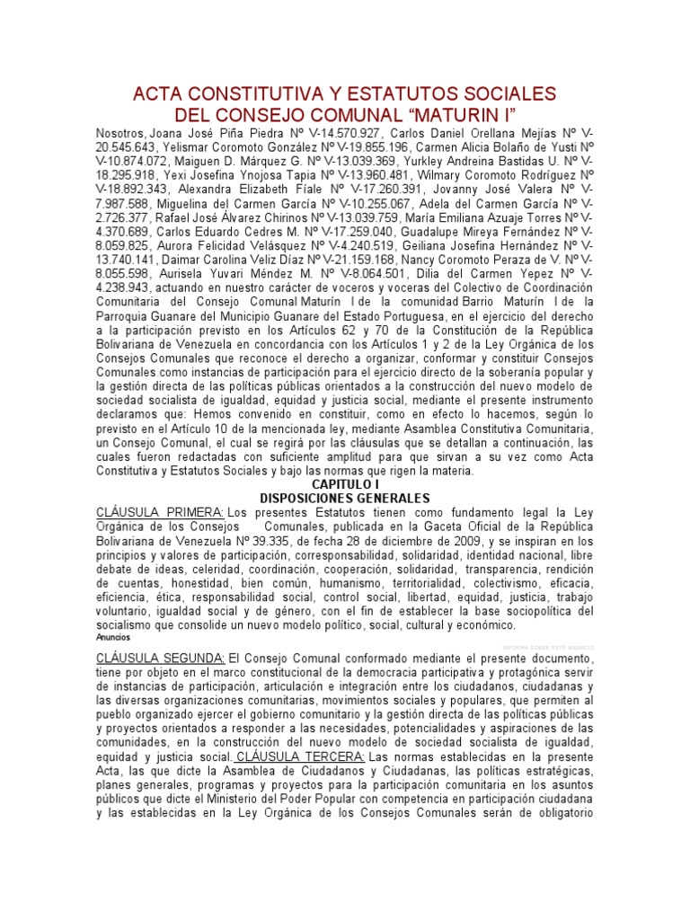 Acta Consejo Comunal | PDF | Democracia | Ideologías políticas