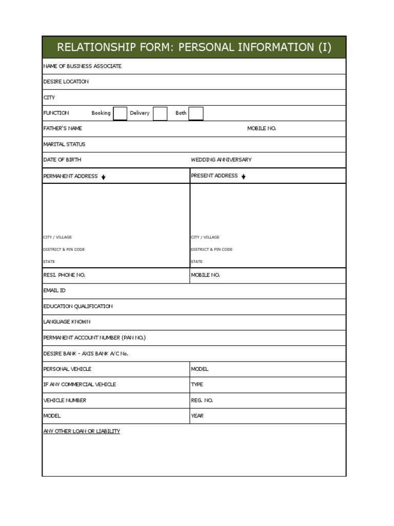 Safe Express RELATIONSHIP FORM | PDF | Personal Identification Number ...