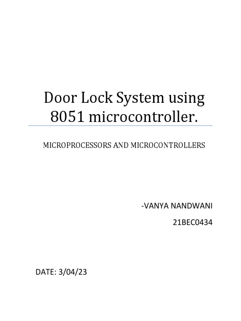 Door Lock System Using 8051 Microcontroller | PDF | Access Control | Microcontroller