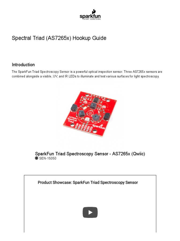 Spectral Triad As7265x Hookup Guide Web Pdf Light Emitting Diode Spectroscopy 