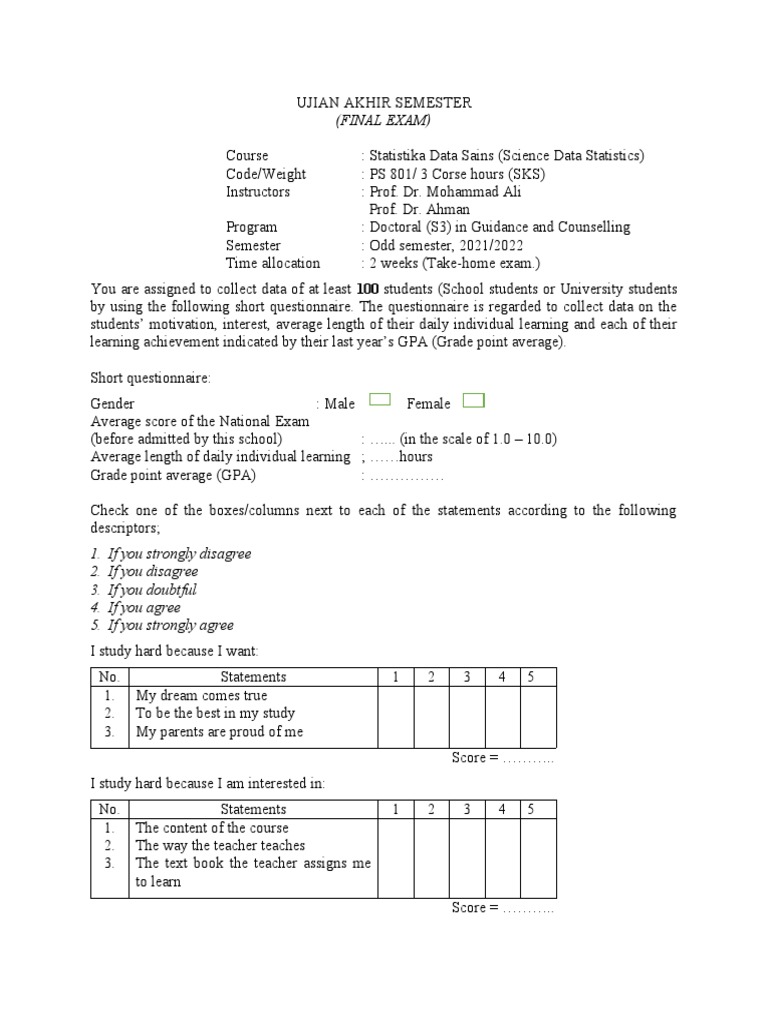 Soal Uas Statistika Data Sains s3 BK - 2021-s3 BK | PDF | Regression Analysis | Factor Analysis